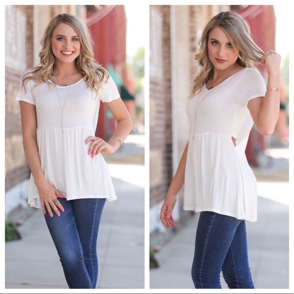 Tops | White Cape Back Open Side Tunic Nwt | Poshmark